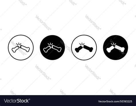 Bone Broken Icon Set Fracture Indicator Symbol Vector Image