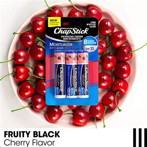 Exp 02 2023 Chapstick Spf 15 Suncreen Moisturizer Black Cherry Lip Balm 0 15 Oz 3 Pack