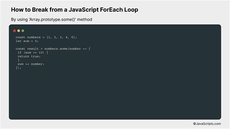How To Break From A Javascript Foreach Loop