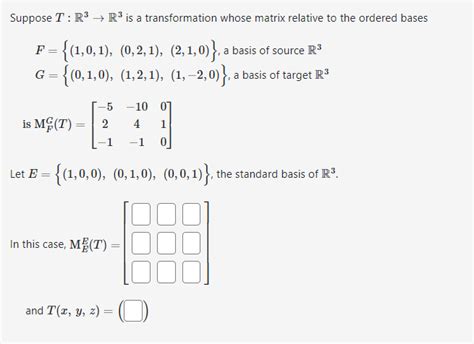 Solved Suppose Tr3→r3 ﻿is A Transformation Whose Matrix