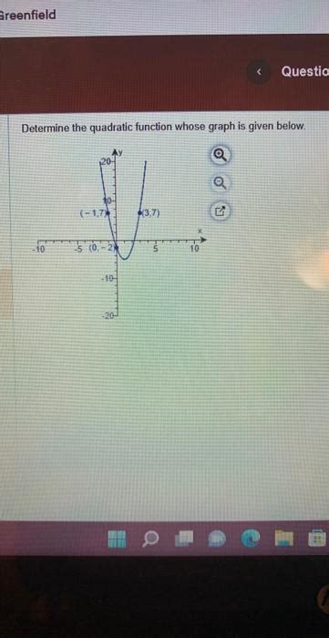 Solved Determine The Quadratic Function Whose Graph Is Given Chegg