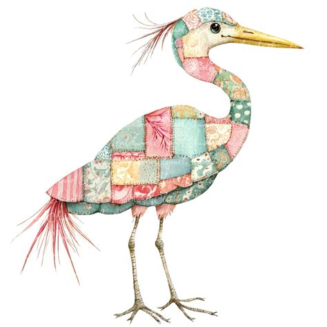 10 Heron Clipart Bundle Png And  Printable Patchwork Bird