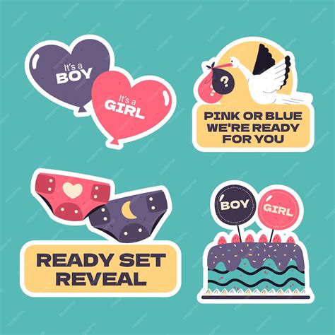 Free Vector Flat Design Gender Reveal Celebration Labels