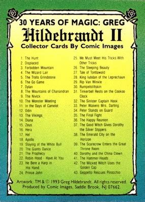 Card Comic Images 30 Years Of Magic Greg Hildebrandt 2 1993 90 Ebay