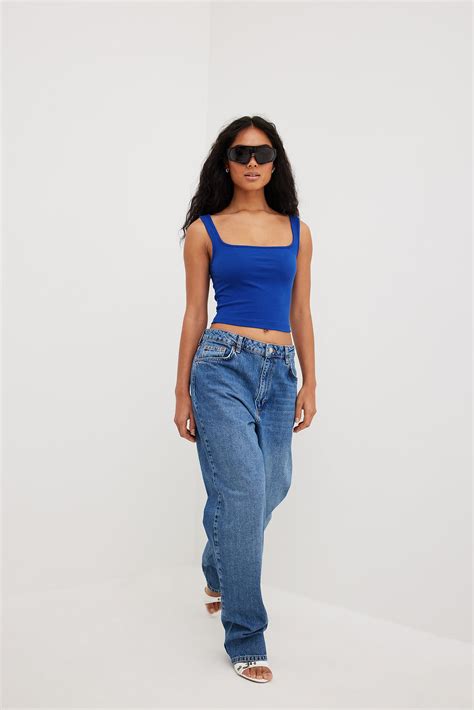 Squared Neck Singlet Blue Na Kd