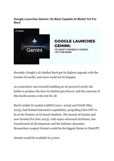 Google Launches Gemini: Its Most Capable AI Model Yet For Bard | PDF