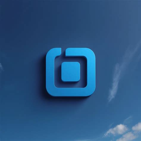 3d Rendering Of A Blue Square Logo On A Dark Blue Background Premium