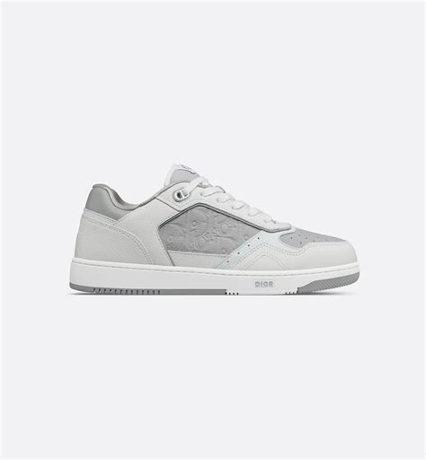 B27 Uptown Low Top Sneaker White And Dior Gray Grained Calfskin With