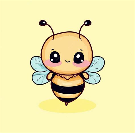 Premium Vector A Cute Cartoon Bee With A Pink Nose And A Smile On His