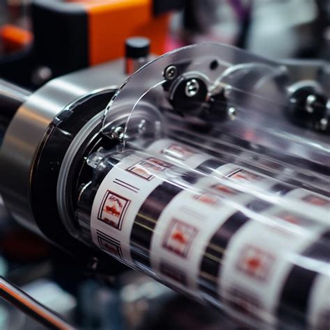 A Closeup Of A Label Maker Printing Labels With Clear Adhesive Backing