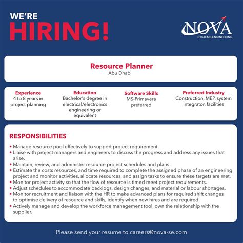 We Are Hiring Resource Planner Location Abu Dhabi Uae Interested
