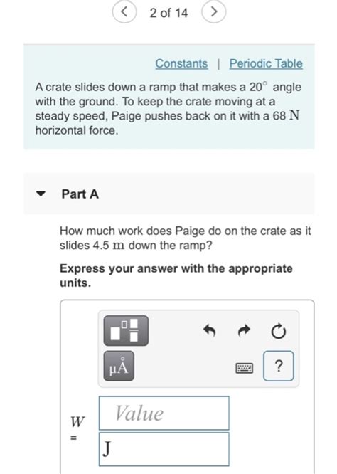 solved 2 of 14 constants periodic table a crate slides down