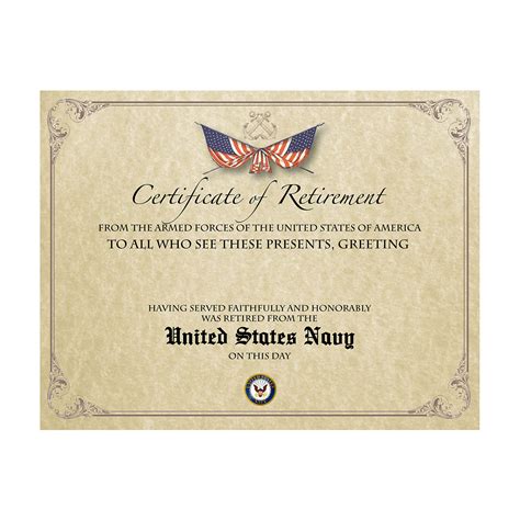 Printable Retirement Certificate Template