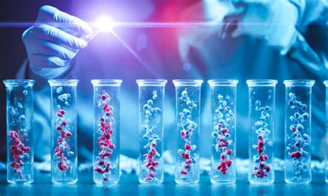 Modern Laboratory Researcher Modifies Dna Brightly Illuminated Genetic