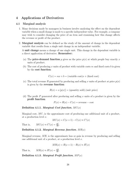 topic 4 applications of derivatives pdf mathematical analysis