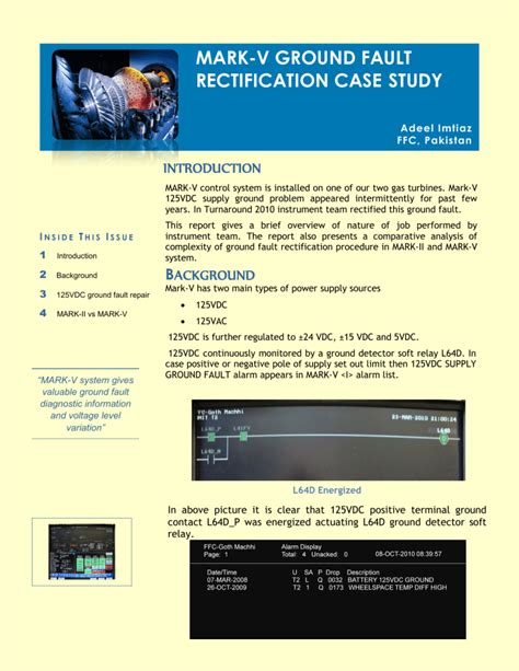 Mark V Ground Fault Rectification Case Study