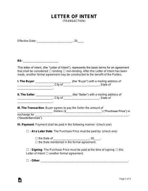Free Subcontractor Letter Of Intent Template Pdf Word Eforms