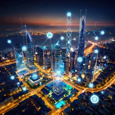 The Abstract Visual Image Wireless Communication Network Smart City And Internet Of Things