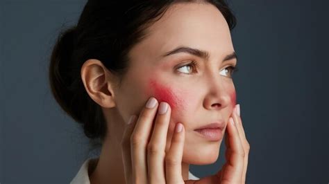 Close Up View On The Cheek Of A Woman With Red Cheeks After The Wind