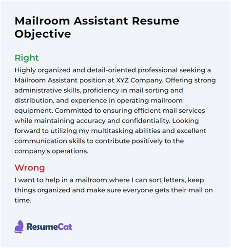 Top 16 Mailroom Assistant Resume Objective Examples