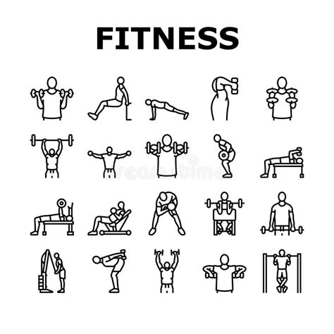 Fitness Exercise Arm Body Workout Icons Set Vector Stock Illustration