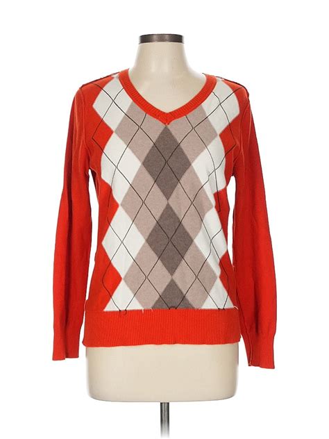 St Johns Bay 100 Cotton Argyle Red Pullover Sweater Size L 60 Off