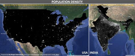 Map Shows Population Density Of Us And India At Same Maps On The Web