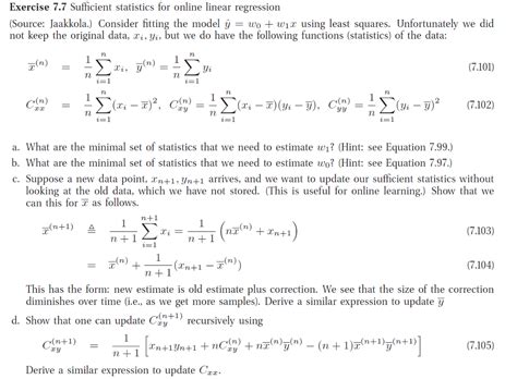 Solved Exercise 77 Sufficient Statistics For Online Linear