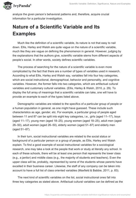 Scientific Variable Definition Significance 1092 Words Essay Example