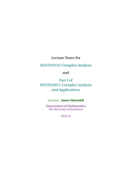 complexanalysis notes pdf complex analysis power series