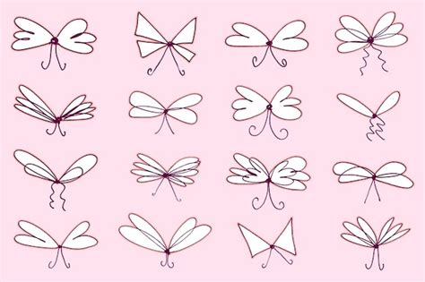 Premium Vector Hand Drawn Bows In Doodle Style Cute Pink Sketch Ribbons