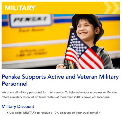 Penske Military Discount 10 Off Military Veterans Discounts