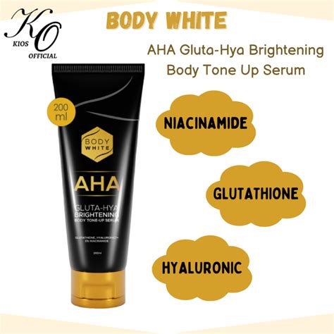 Jual Body White Aha Gluta Hya Brightening Body Tone Up Serum 200ml