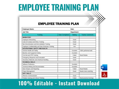 Employee Training Plan New Hire Training Plan Employee Training