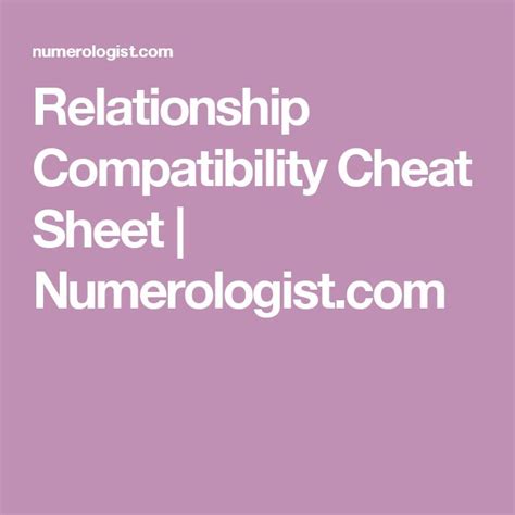 Your Numerology Chart Relationship Compatibility Cheat Sheet