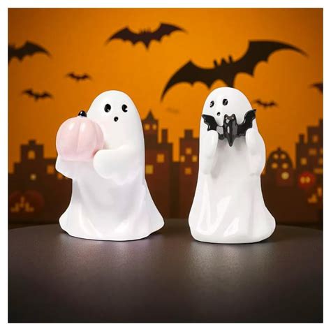 Ceramic Ghost Figurine Decor 2packs Small Halloween Ghost Statue For