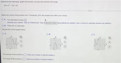 Solved Determine The Intercepts Graph The Function And Chegg