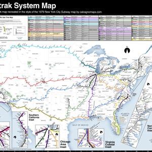 Amtrak Map In The Style Of 1979 To Mid 1990s Nyc Subway Map Etsy