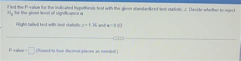 solved find the p value for the indicated hypothesis test