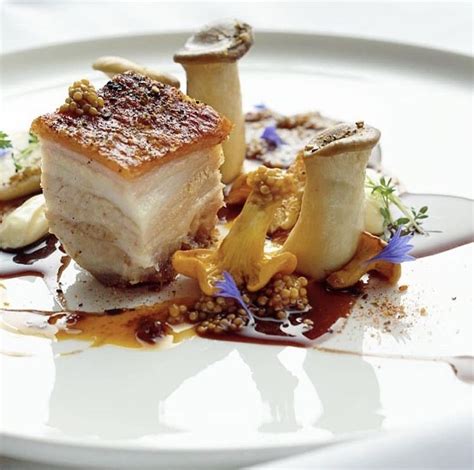 Pork Belly And Mushroom Fine Dining Dish Pork Belly Entree