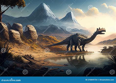 Roaring Tyrannosaurus Mesozoic Era Carnivorous Dinosaur Illustration