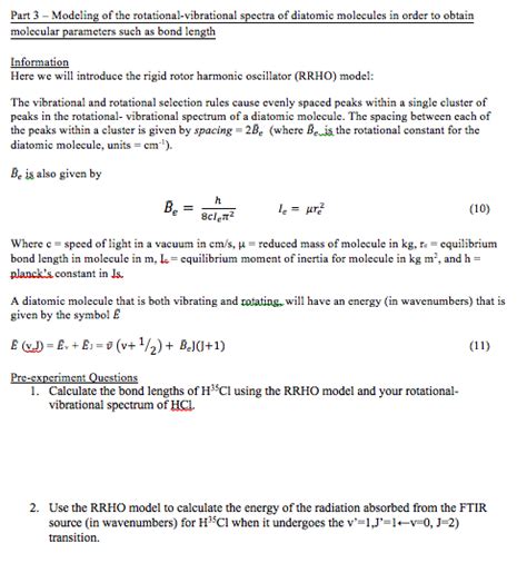 Solved Part 3 Modeling Of The Rotational Vibrational S