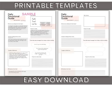 Printable Daily Devotion Template For Young Trendy Christian Women Easy