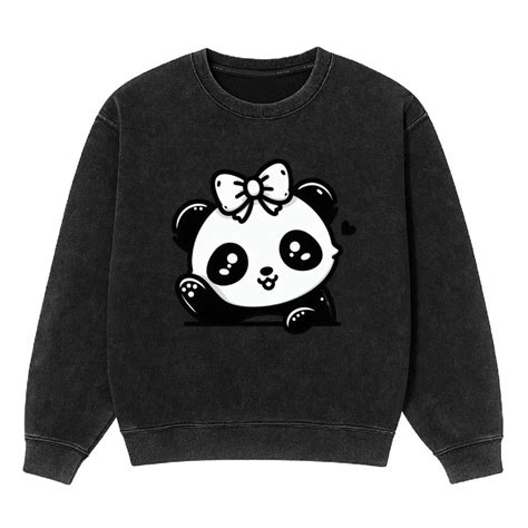 Panda With A Big Bow On Its Head Mineral Wash Sweatshirts Id