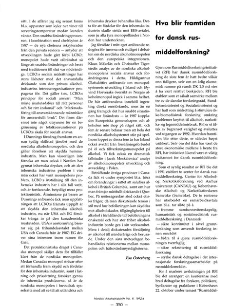 Hva Blir Framtiden For Dansk Rusmiddelforskning Astrid Skretting 1992