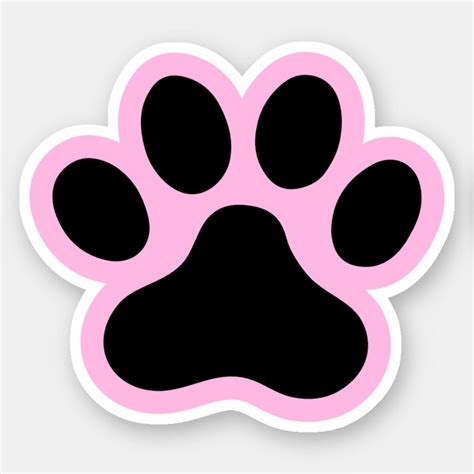 Any Color Or Pink And Black Paw Print Sticker Zazzle Black And Pink