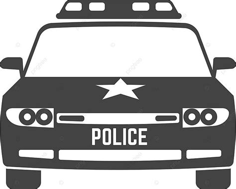 Police Car Icon Patrol Auto Front View Vector Siren Motor Vector