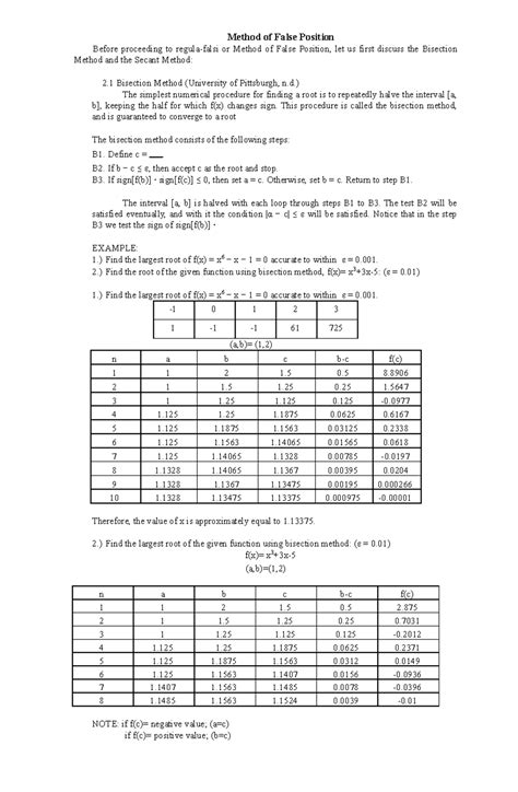 Method Of False Position The Simplest Numerical Procedure For