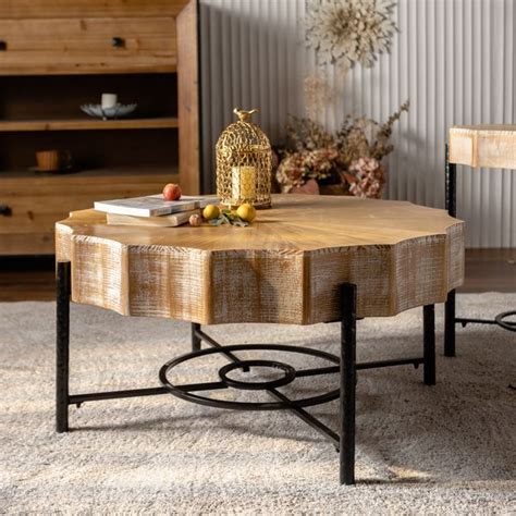 Dropship 315 Vintage Patchwork Lace Shape Coffee Table With Natural