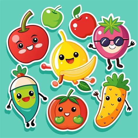 Colorful Cartoon Fruits With Funny Faces Premium Ai Generated Vector